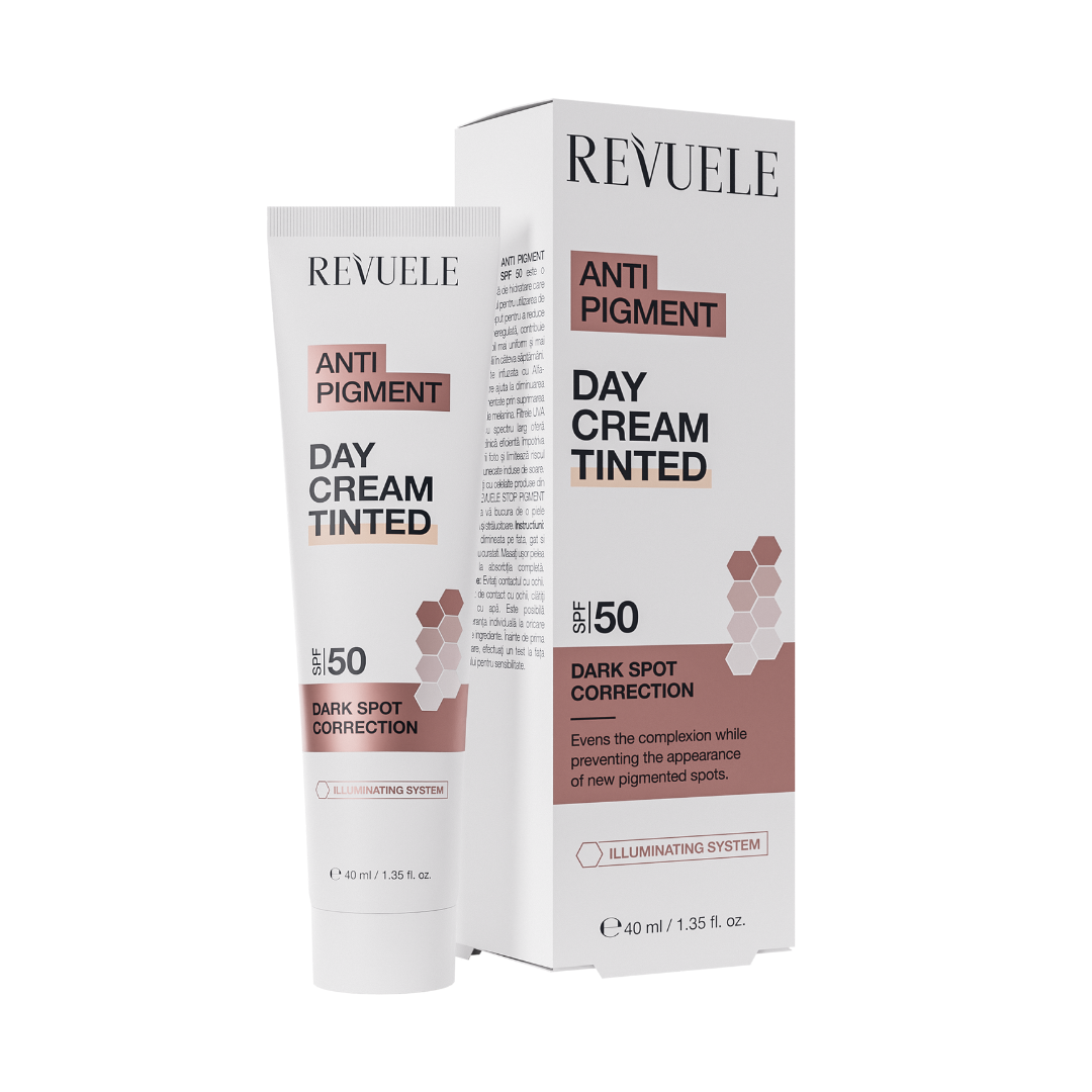 REVUELE ANTI PIGMENT DAY CREAM SPF 50- TINTED – Skin Pop Essentiel